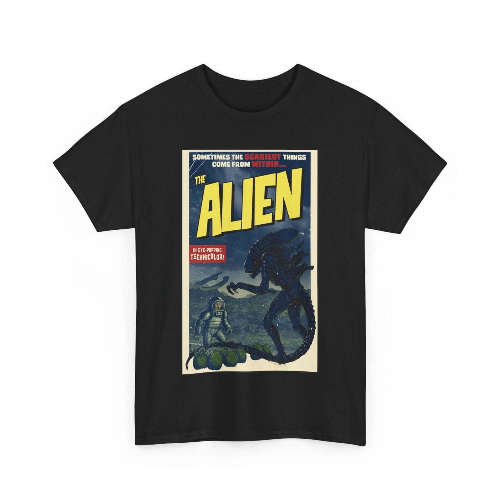 Alien Movie Retro Poster T Shirt Unisex Heavy Cotton Tee - Walmart.com