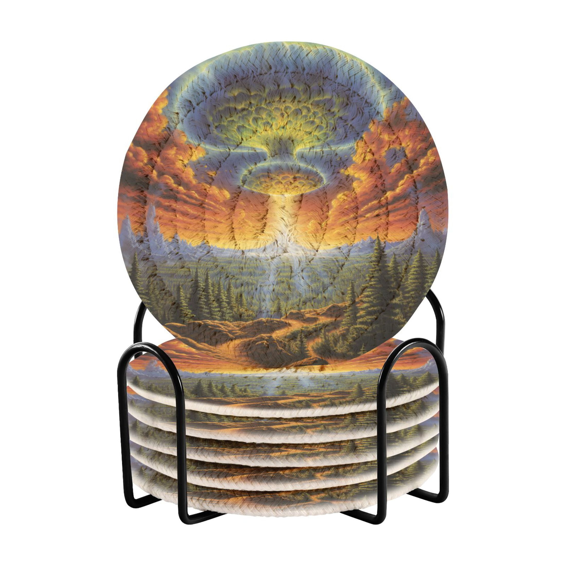 Alien Mushroom Cloud Drink Coasters with Holder Absorbent Coaster for ...