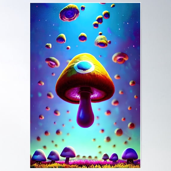 Alien Mushrooms Abduction. No1 Poster Wall Art Modern Wall Decor For ...