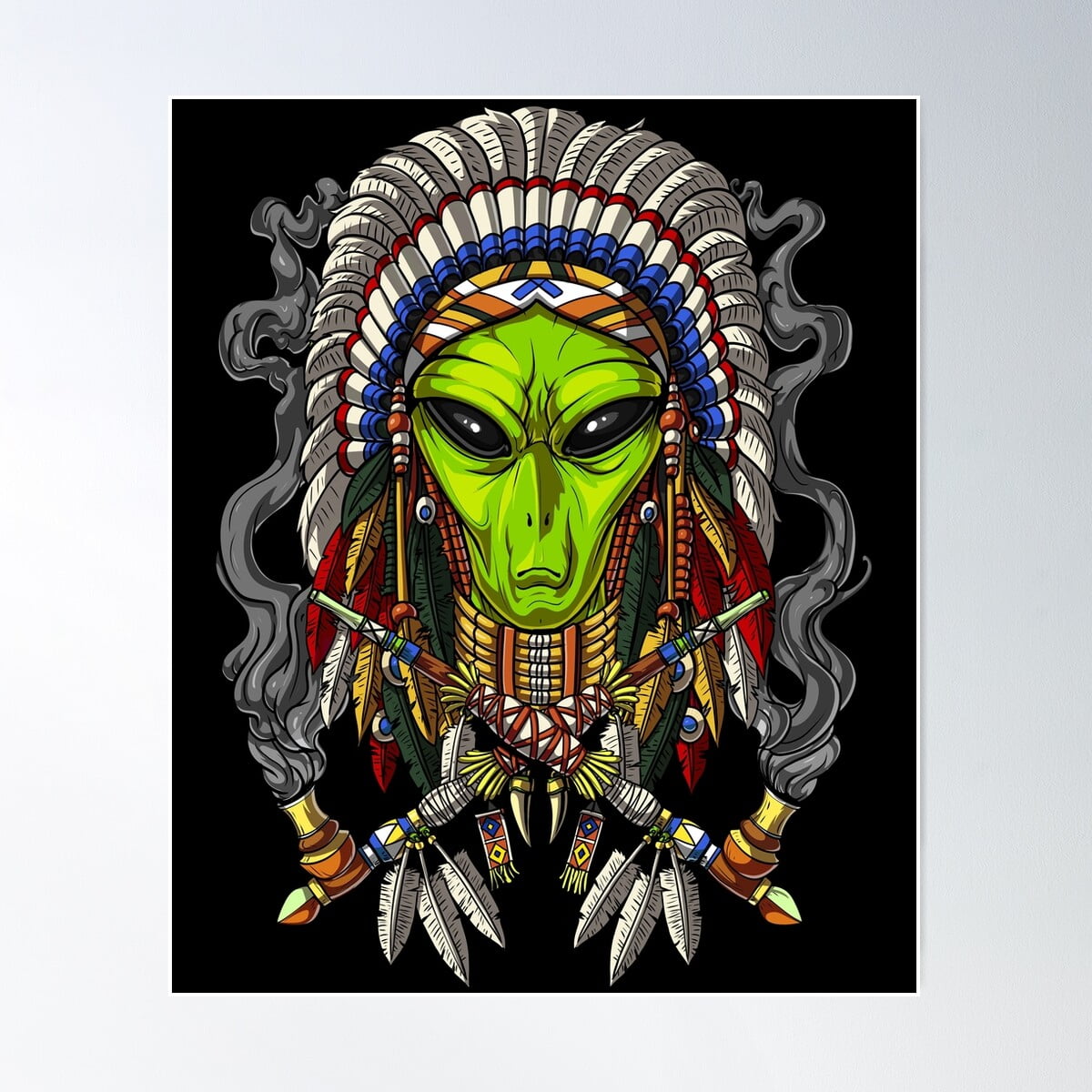Alien Native American Chief Poster Wall Art, Modern Wall Decor For ...