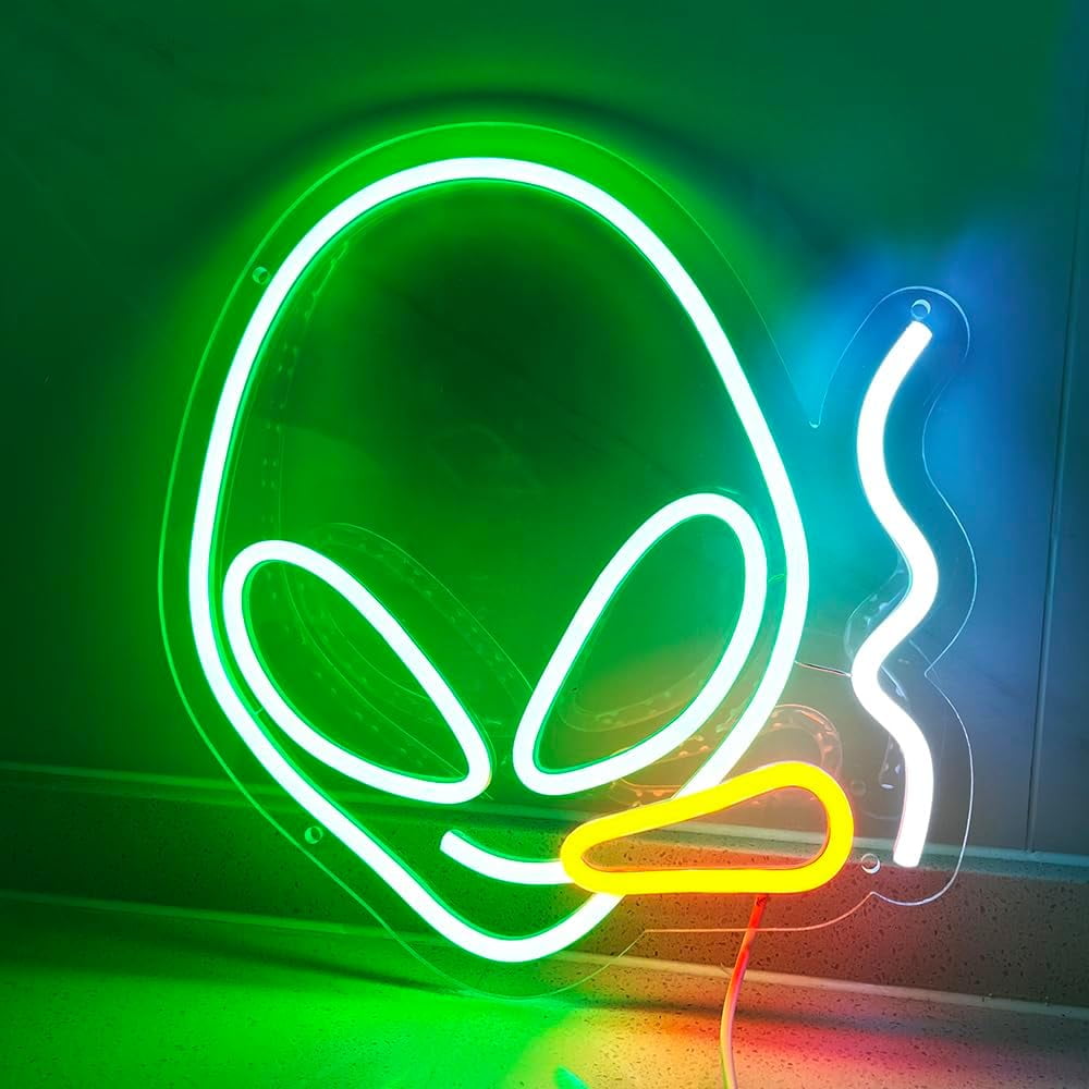 Alien Neon Sign Green Alien Neon Light LED Neon Signs for Wall Decor ...