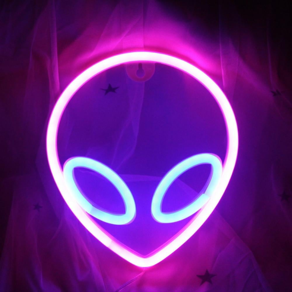 Alien Neon Sign Halloween Decoration Purple Green LED Alien Neon Light ...