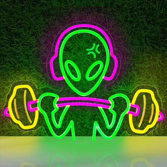 Alien Neon Sign for Wall Decor, Gym Wall Decor Neon Light Dimmable LED ...