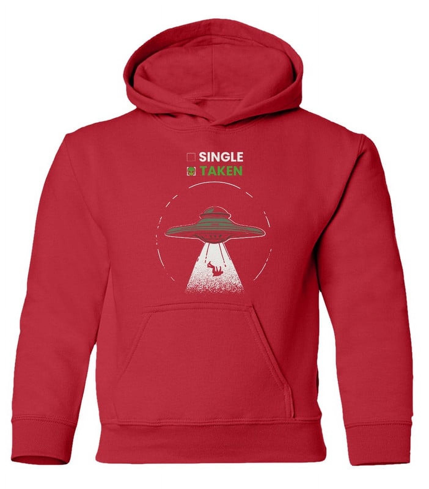 Alien Obduction Single Taken Chekbox Funny Youth Hooded Sweatshirt (Red ...