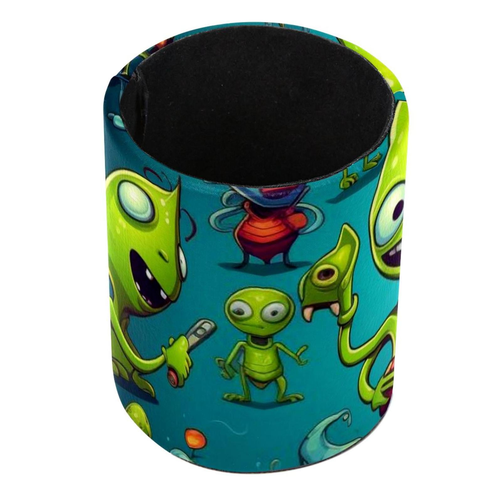 Alien PVC Leather Cylinder Pen Holder with Flannel Lining, Cardboard ...