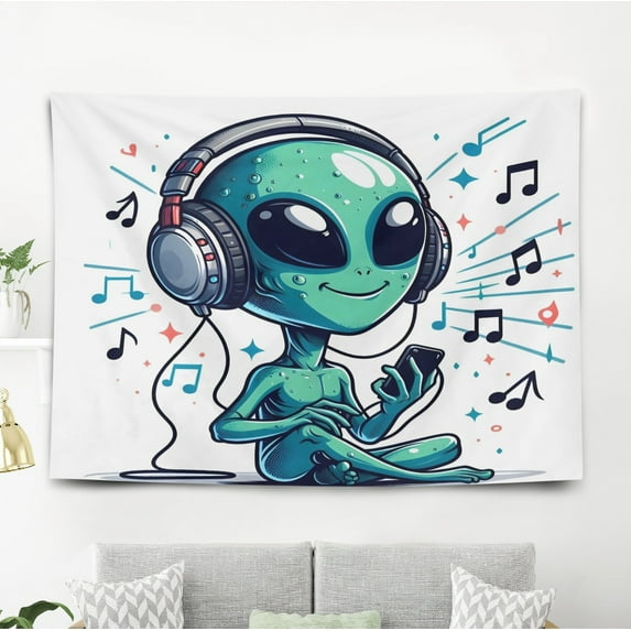 Alien Pattern Wall Hanging 50*60 Inches High-Quality Peach Skin Velvet ...