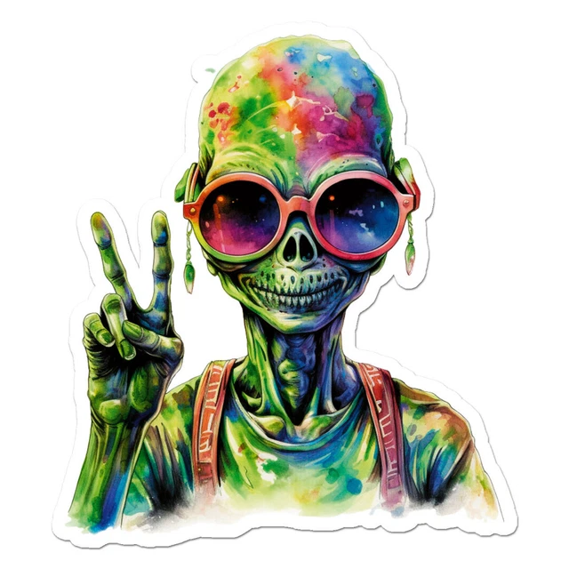 Alien Peace Rasta Sticker Phone Decal Water Bottle Stickers Car Decals ...