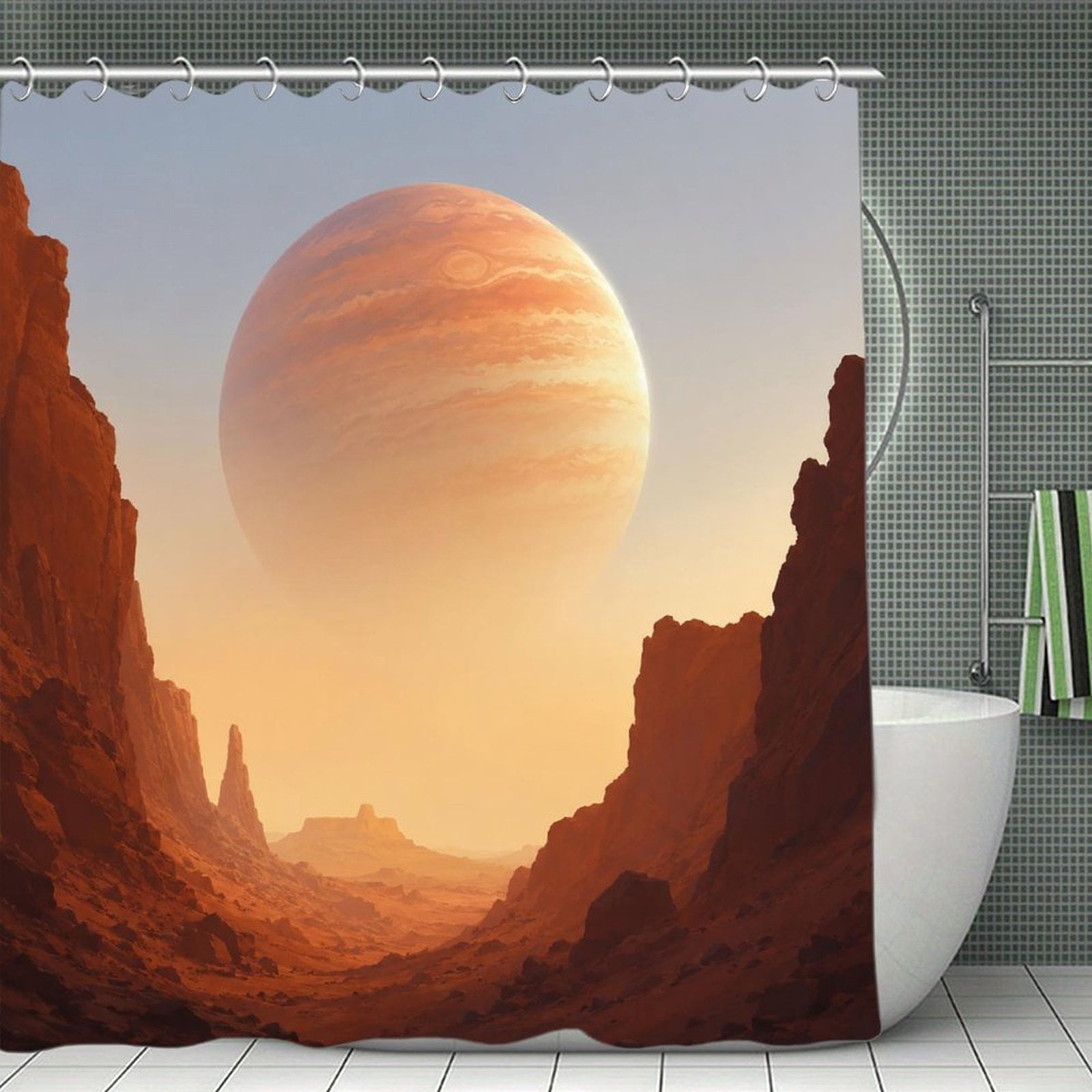 Alien Planet Canyon Print Shower Curtain,Cloth Fabric Waterproof ...