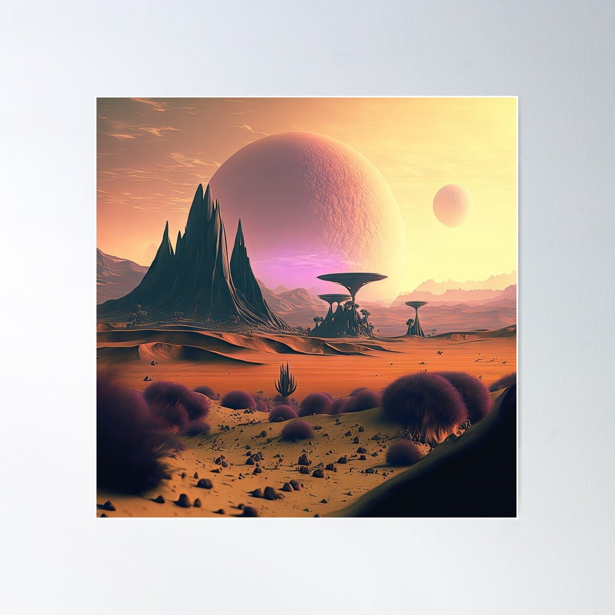 Alien Planet Landscape Poster Wall Art, Modern Wall Decor For Living ...