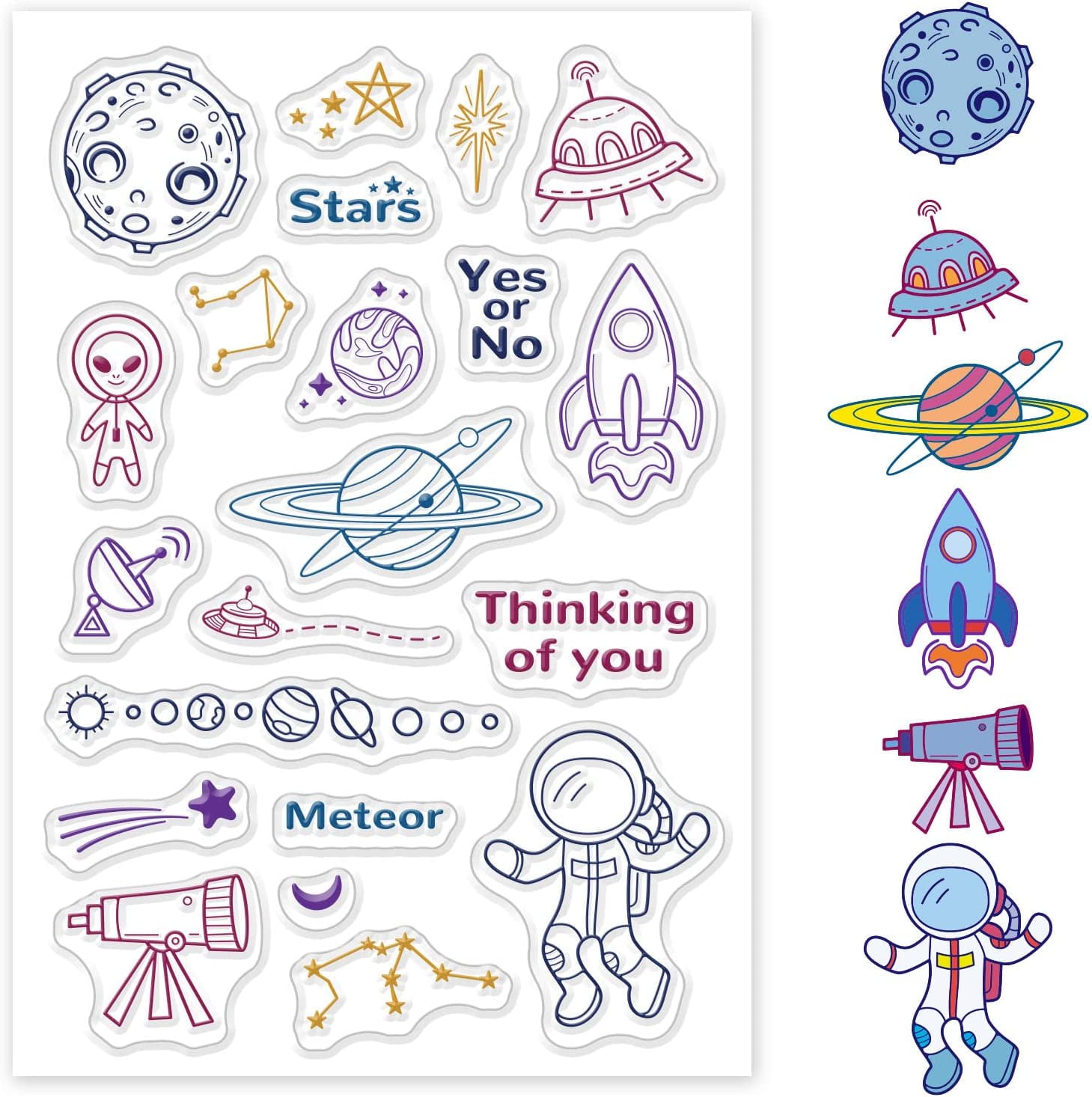 Alien Planet Rocket UFO Silicone Clear Stamps for Card Making DIY ...
