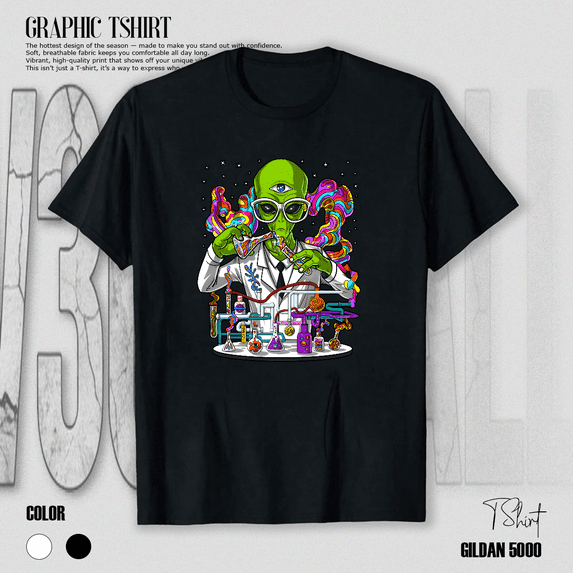 Alien Psychedelic Scientist Sci-Fi Laboratory Funny Meme Design Unisex ...