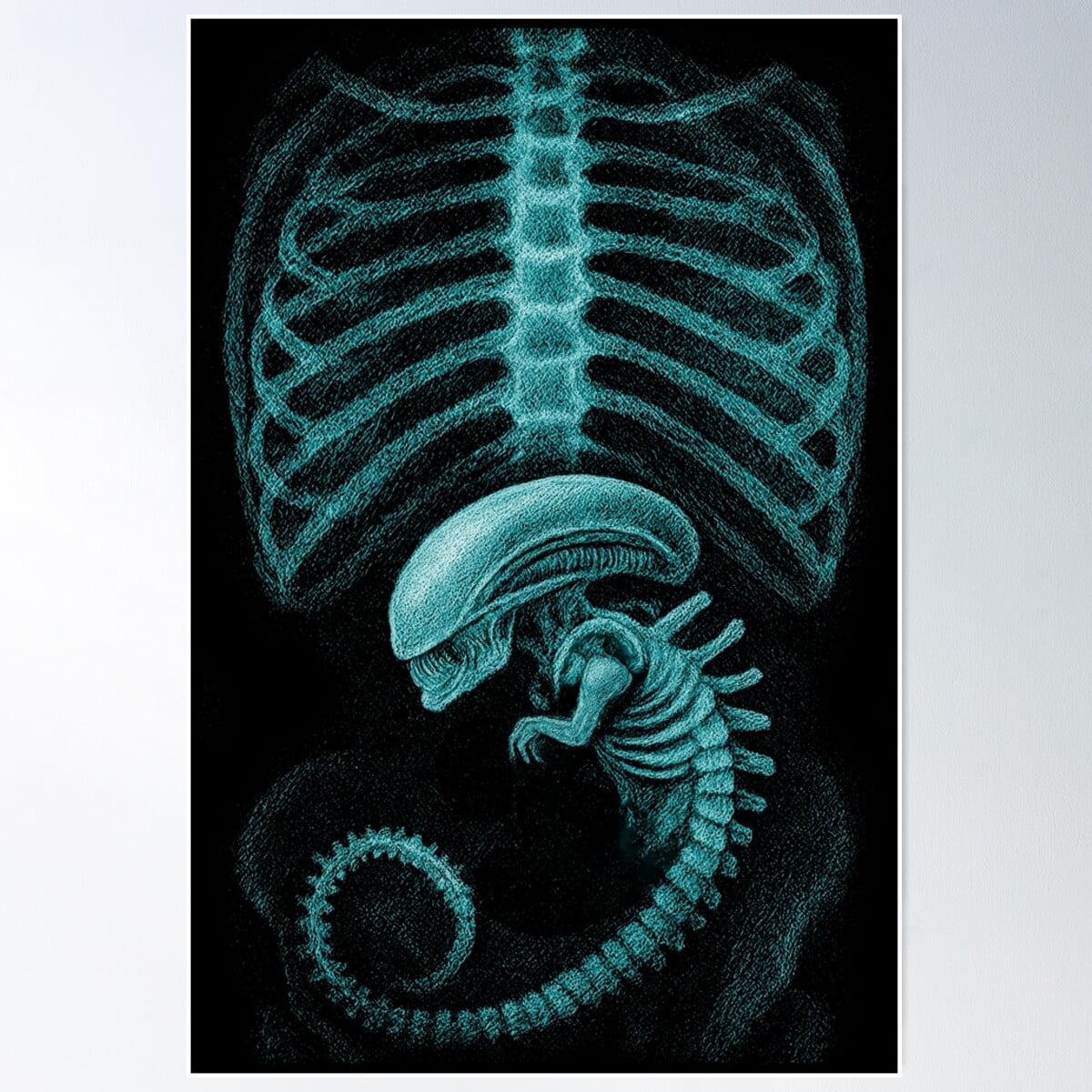 Alien Radiography, Alien X-Ray Poster Wall Art, Modern Wall Decor For ...