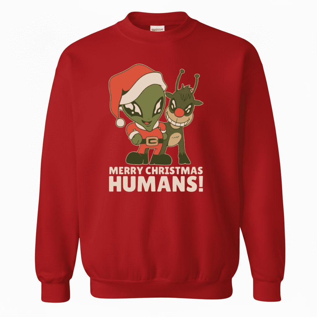 Alien Reindeer Humor Merry Holiday Humans Funny Festive Cheer ...