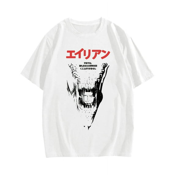 Alien Retro Japanese Style Cotton casual T-shirt - Walmart.com