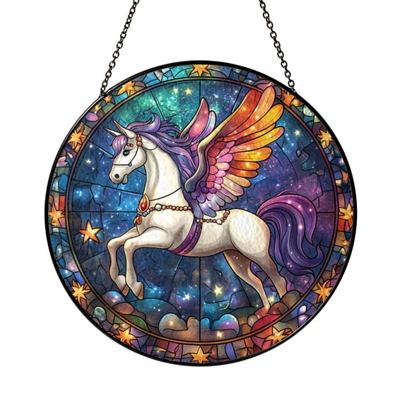 Alien Riding Unicorn Stained Glass Suncatcher – Quirky Sci-Fi Window ...
