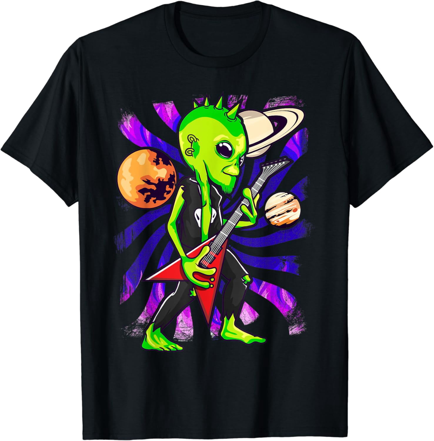 Alien Rock Playing Electric Guitar UFO Fans Rocker Guitarist T-Shirt ...