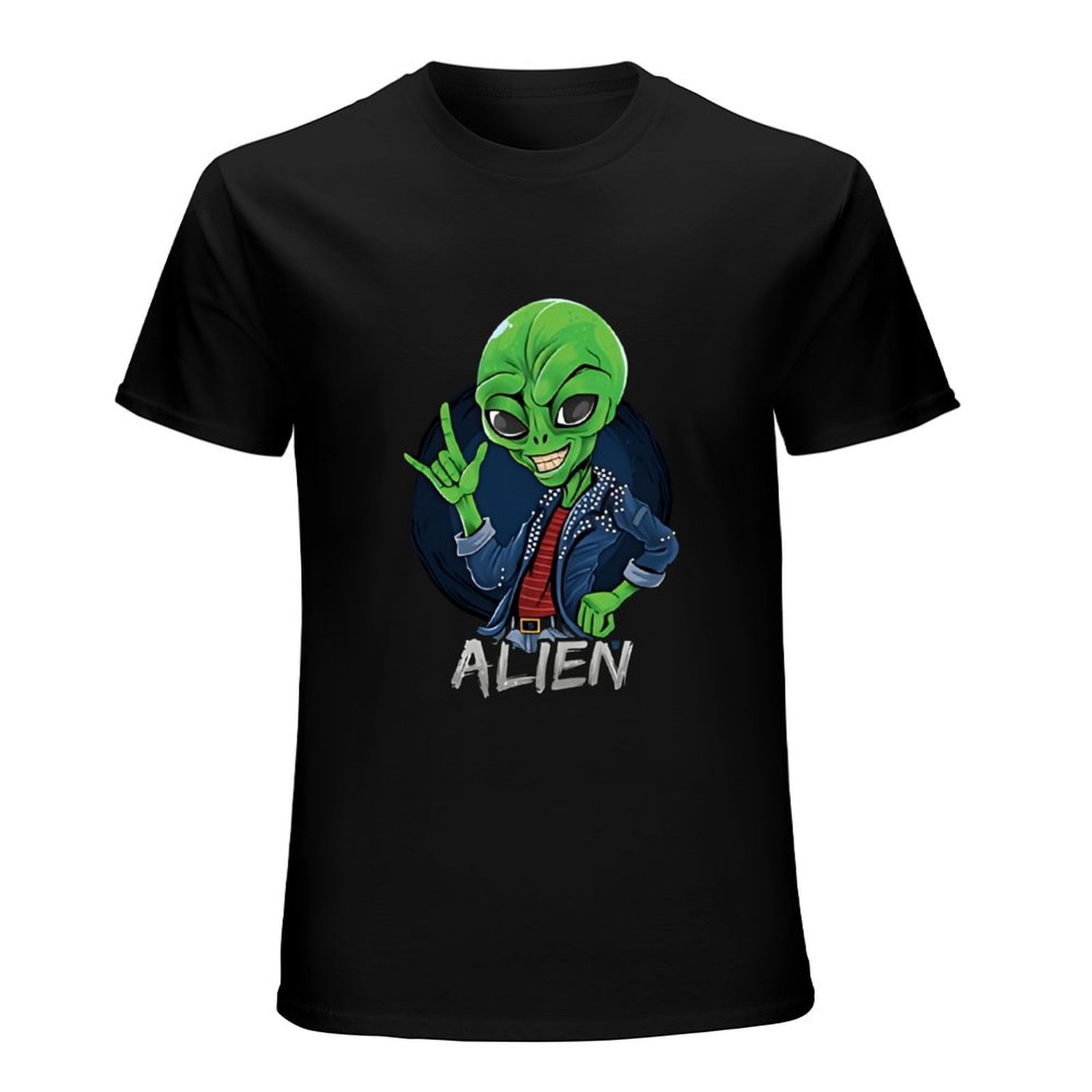 Alien Rocker Wearing Spiked Jacket Retro Sci-Fi Lover's Tee - Walmart.com