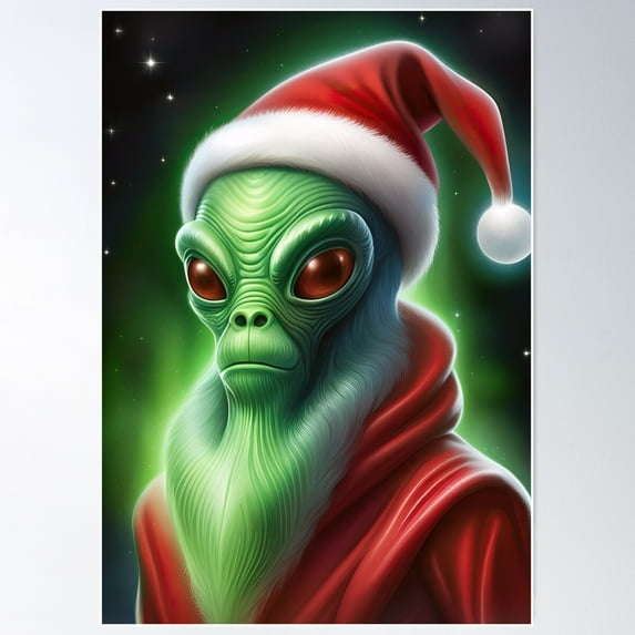Alien Santa Claus Poster Wall Art, Modern Wall Decor For Living Room ...