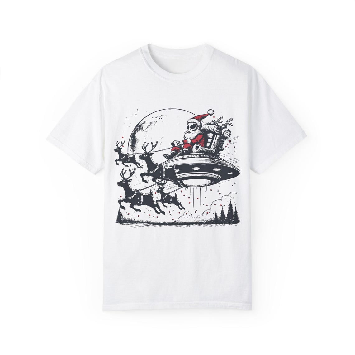 Alien Santa Claus Ufo T-Shirt - Fun Sci-Fi Christmas Graphic Tee, Santa ...