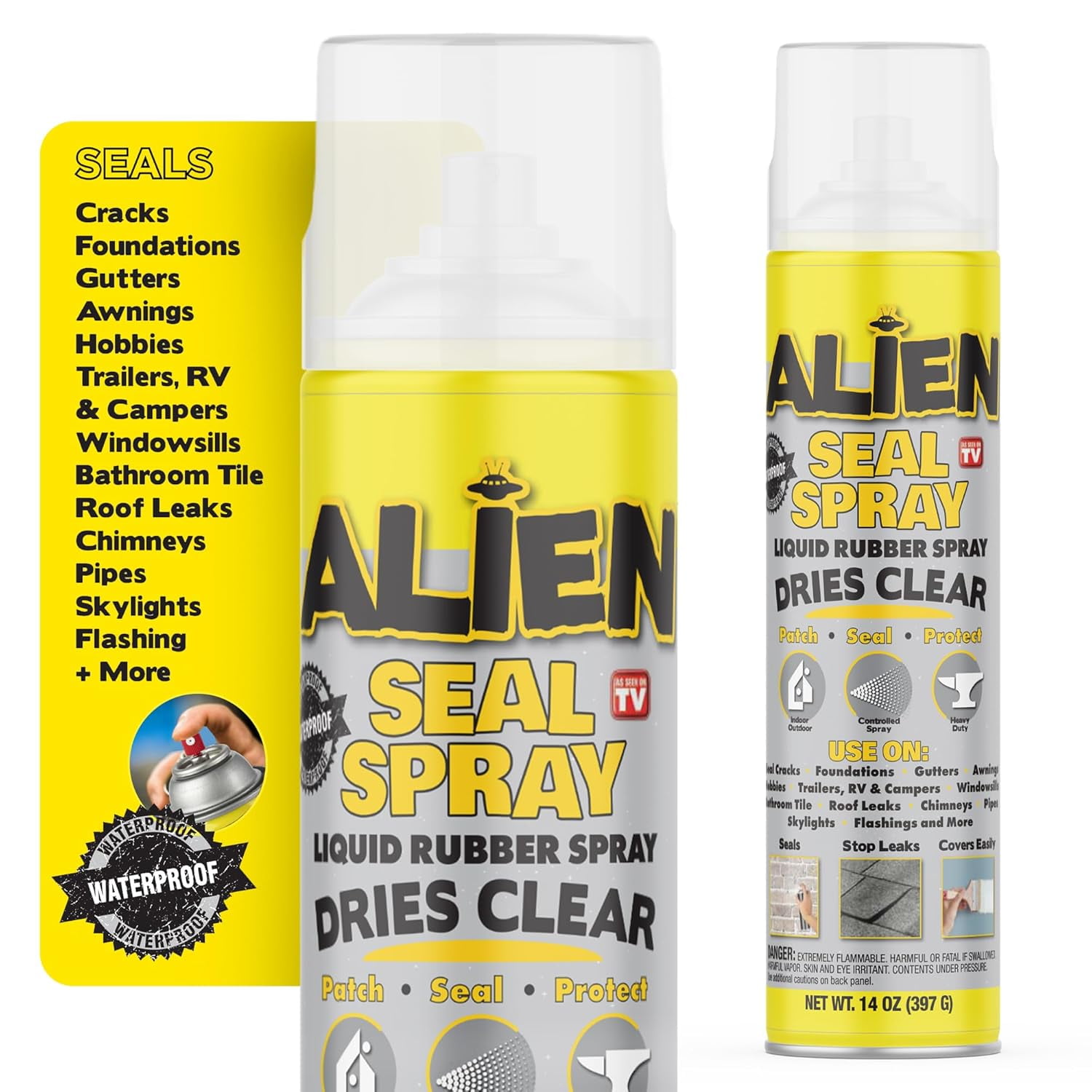 Alien Waterproof Sealant Spray Clear Caulk 14 oz Liquid Rubber Seal ...