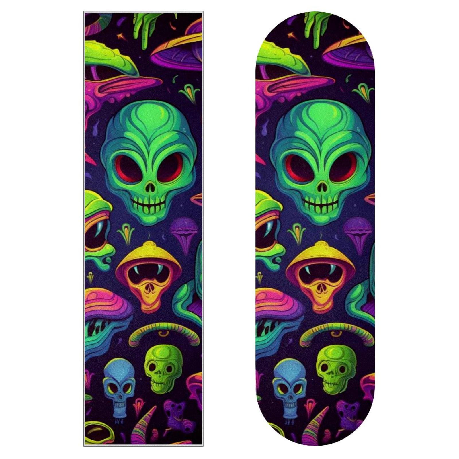 Alien Skateboard Grip Tape Set of 2 Emery PVC Stickers 8.8x32.6in/22 ...