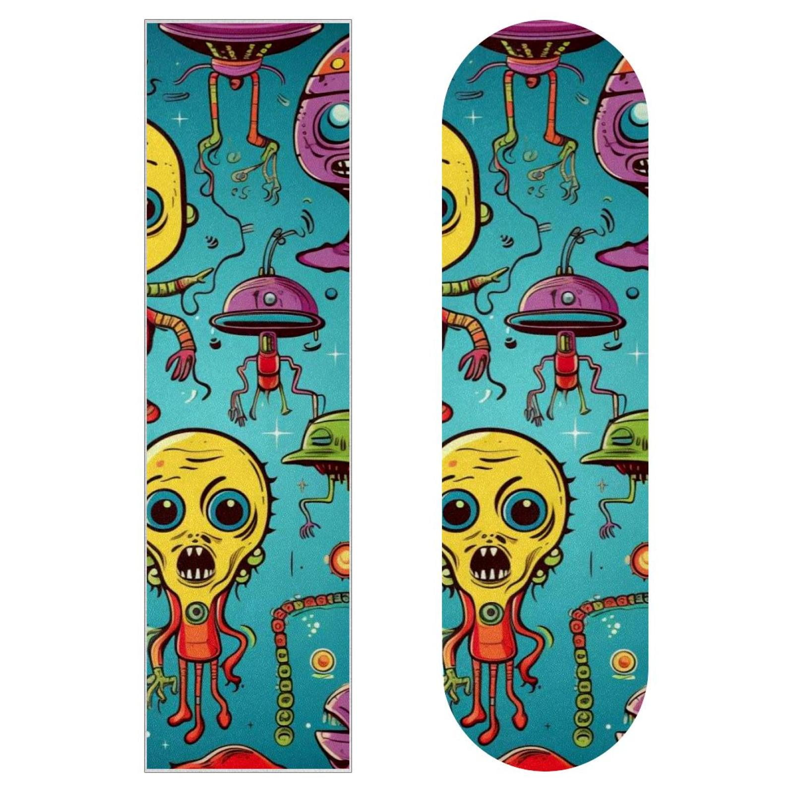 Alien Skateboard Grip Tape Set of 2 Emery PVC Stickers 8.8x32.6in/22 ...