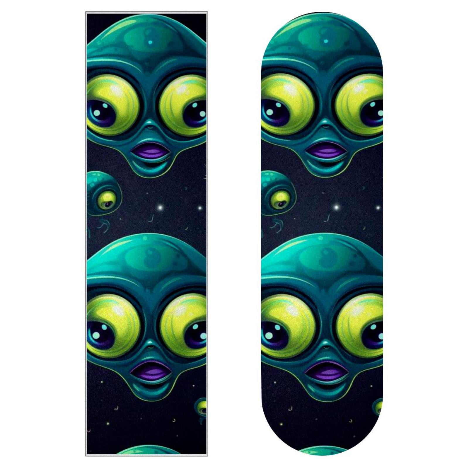 Alien Skateboard Grip Tape Stickers (Pack of Two) - Emery Surface, PVC ...