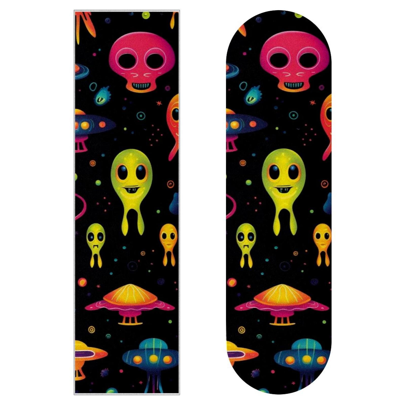 Alien Skateboard Grip Tape Stickers Set of 2 - Emery Surface, PVC ...