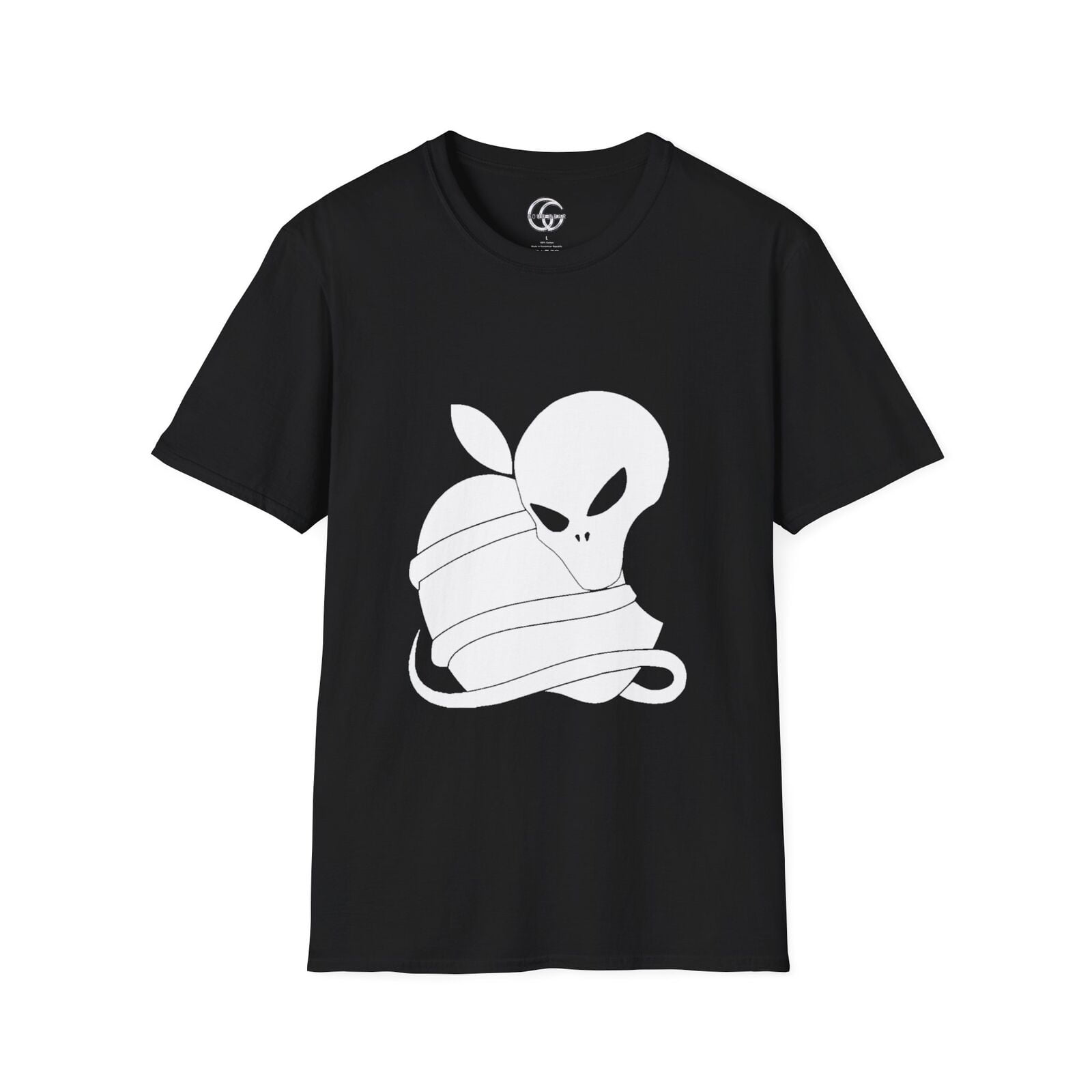 Alien Snake Apple Logo T-Shirt, White Forbidden Fruit Tech Tee, Sci-Fi ...