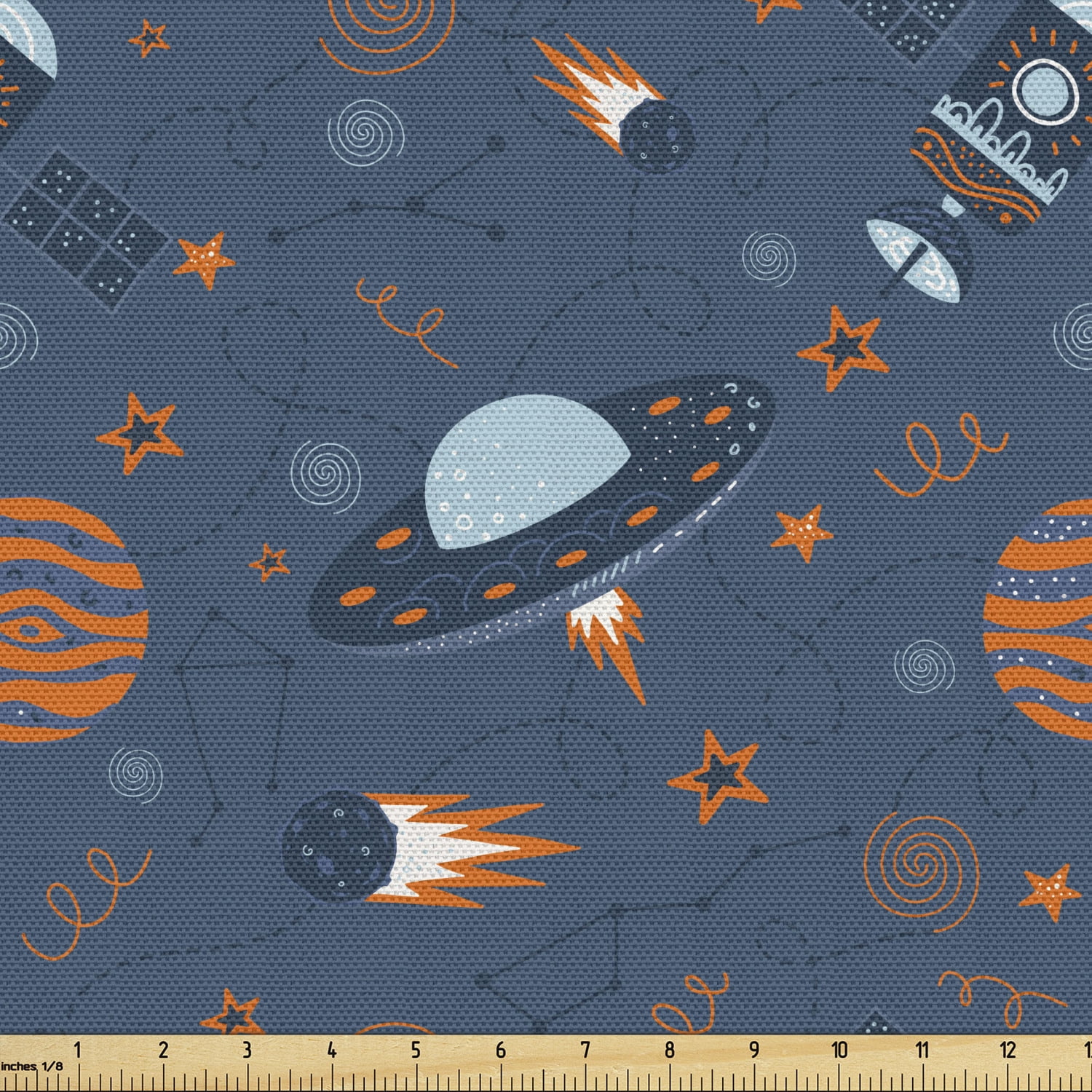 Ambesonne Alien Fabric by the Yard Upholstery, Satellite Stars Space ...