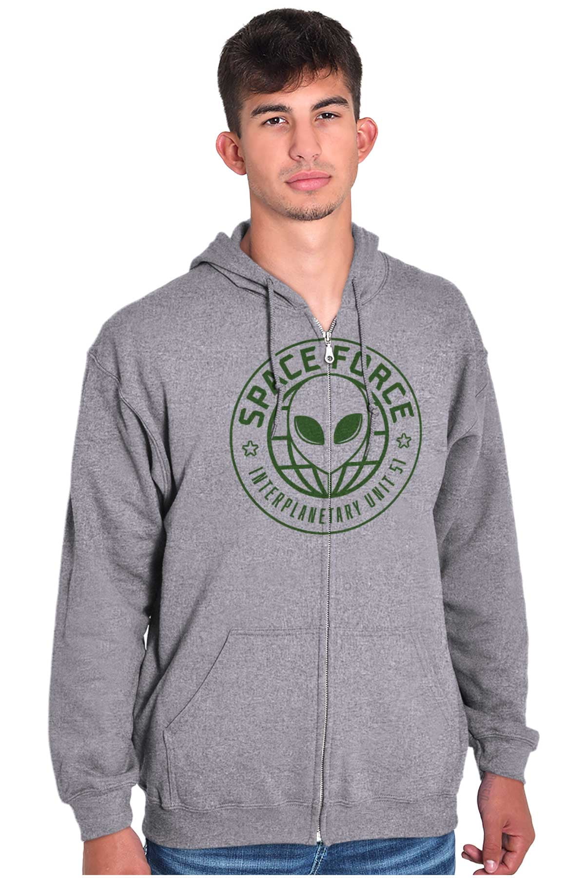 Alien Space Force Area 51 Believers Unisex Fleece Graphic Zip Up Hoodie ...