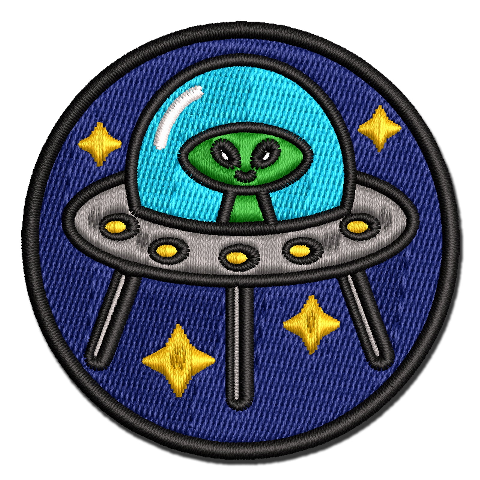 Alien Space Ship UFO Applique Multi-Color Embroidered Hook & Loop Patch ...