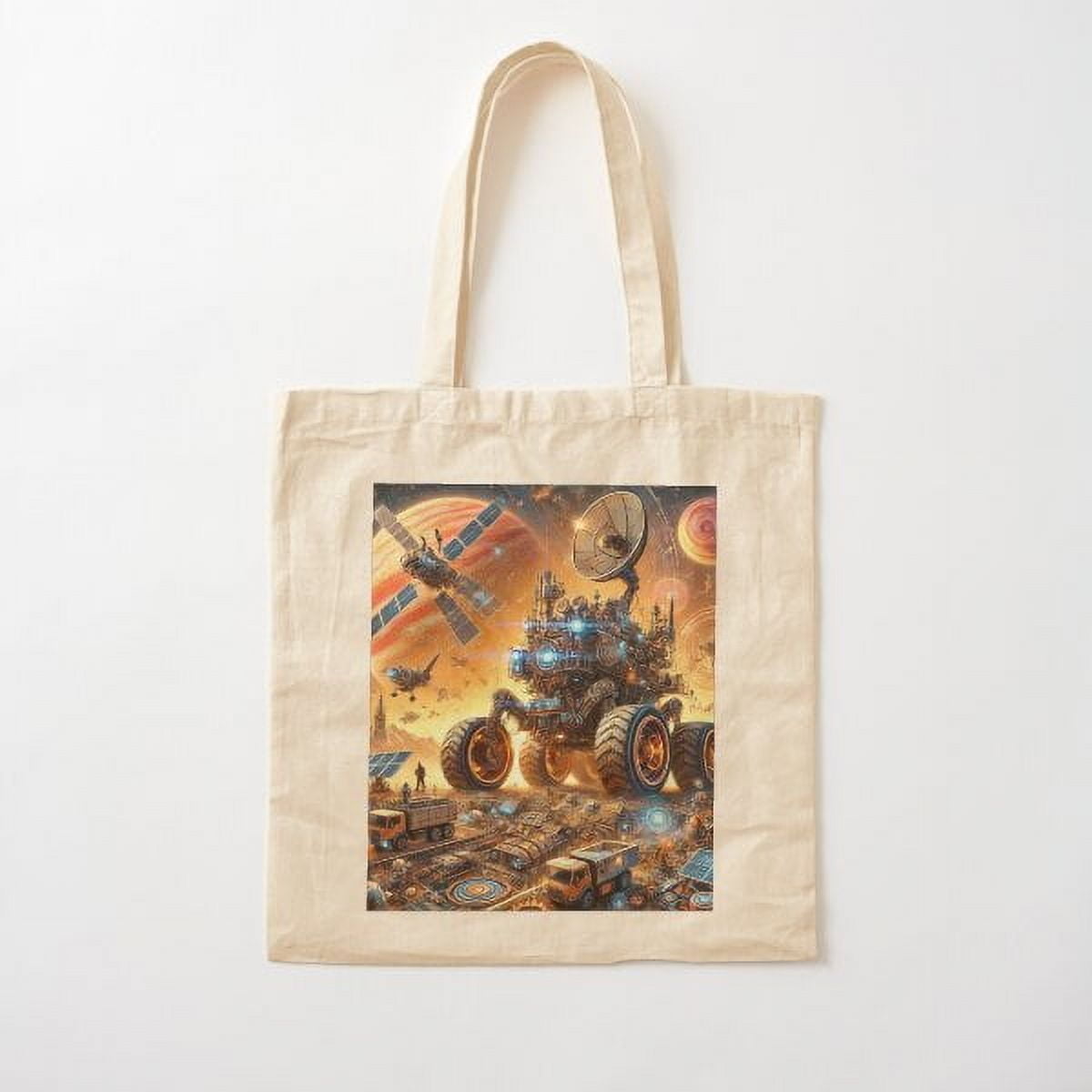 Alien Spaceship With Different Vehicles Cotton Tote Bag Canvas Tote Bag ...