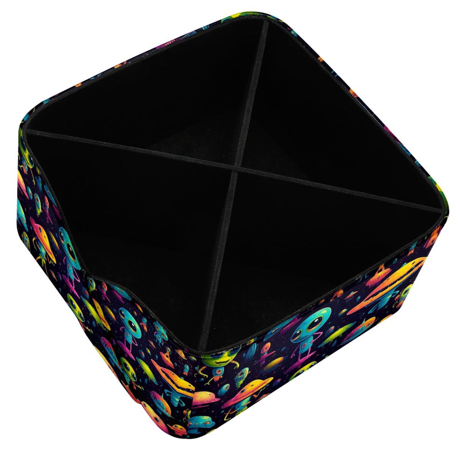 Alien Square Pencil Case with 4 Compartments, Removable Dividers, Pen ...