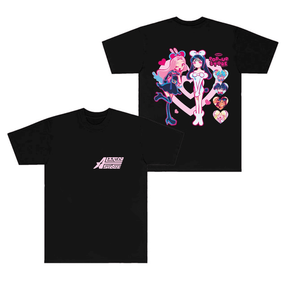 Alien Stage ALNST Cotton T-Shirt - Mizi Sua Pink Heart Short Sleeve ...