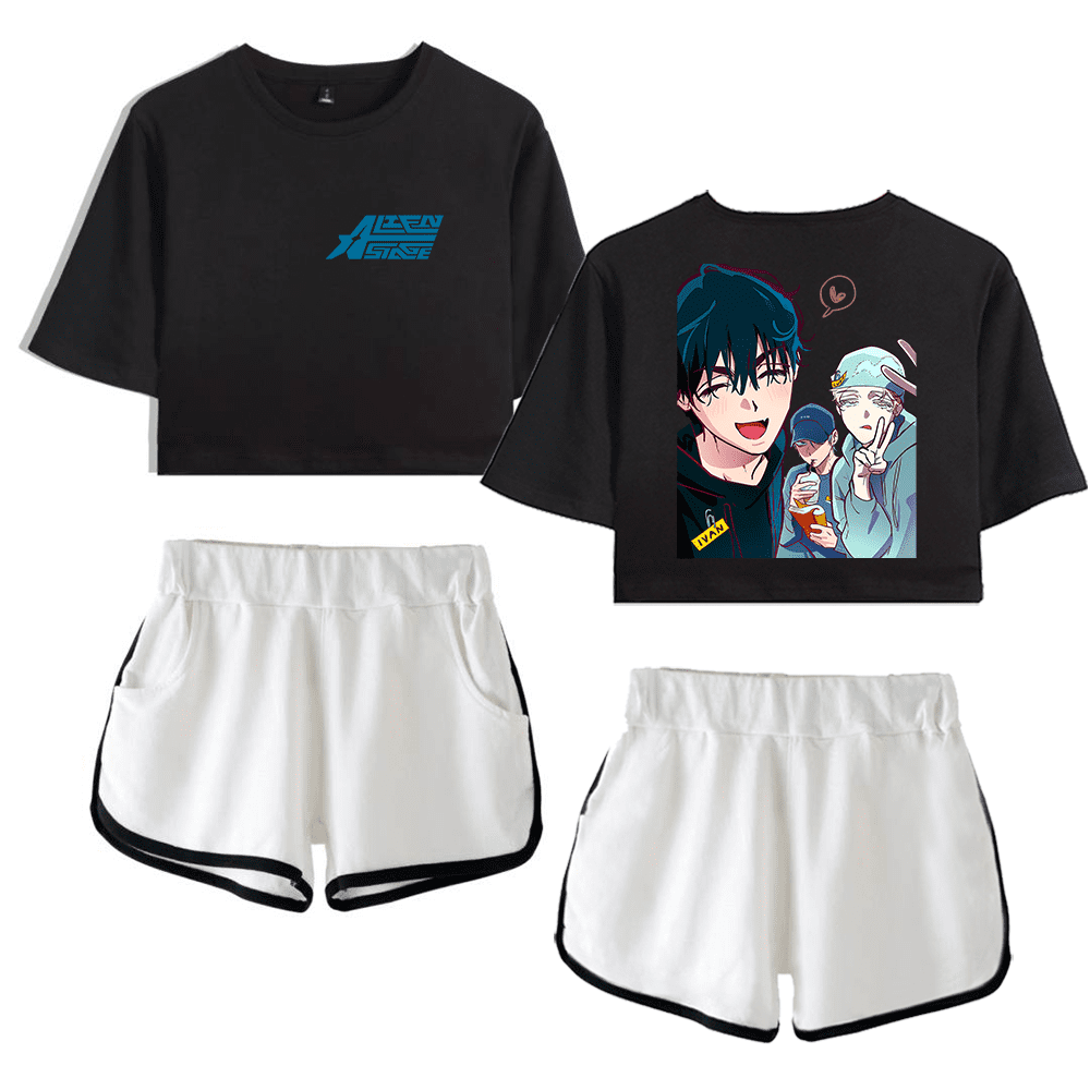 Alien Stage ALNST Merch Crop Top T-Shirt Luka Shorts Suit Final Round ...