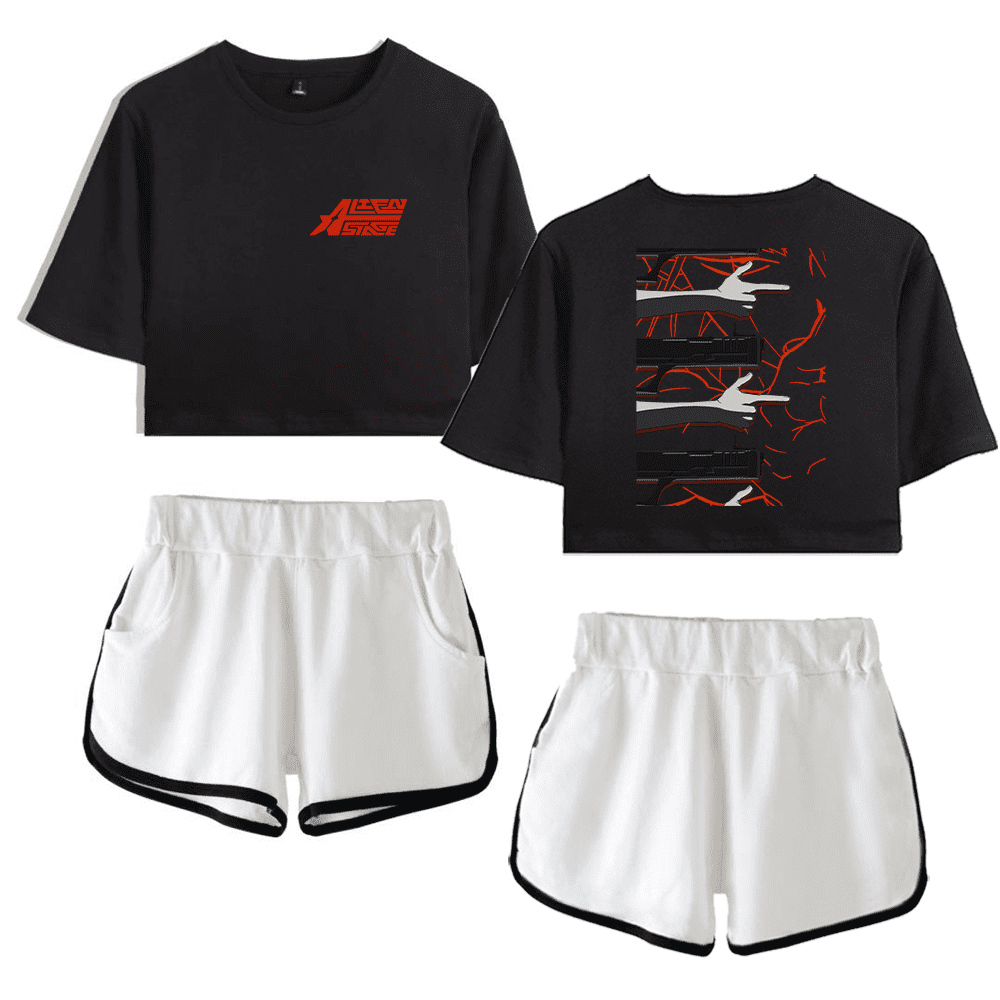 Alien Stage ALNST Merch Crop Top T-Shirt Shorts Suit Final Round Short ...