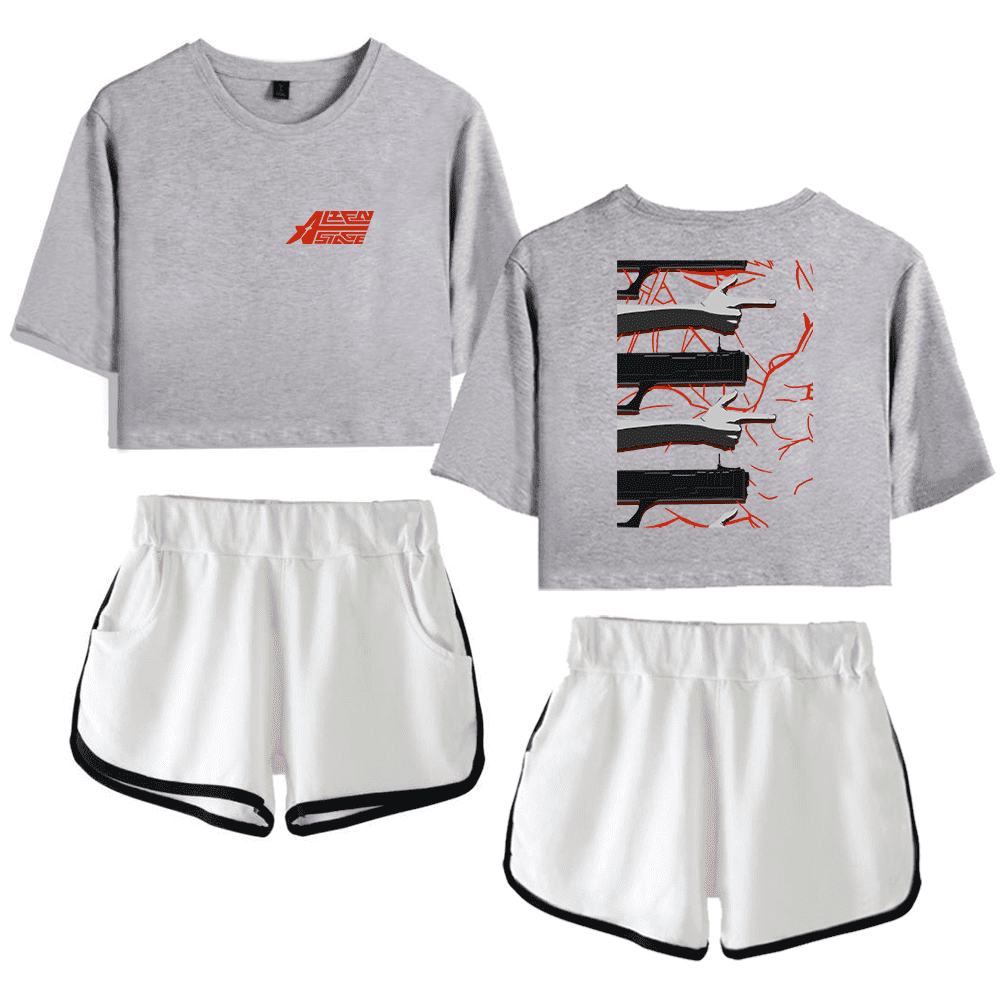 Alien Stage ALNST Merch Crop Top T-Shirt Shorts Suit Final Round Short ...