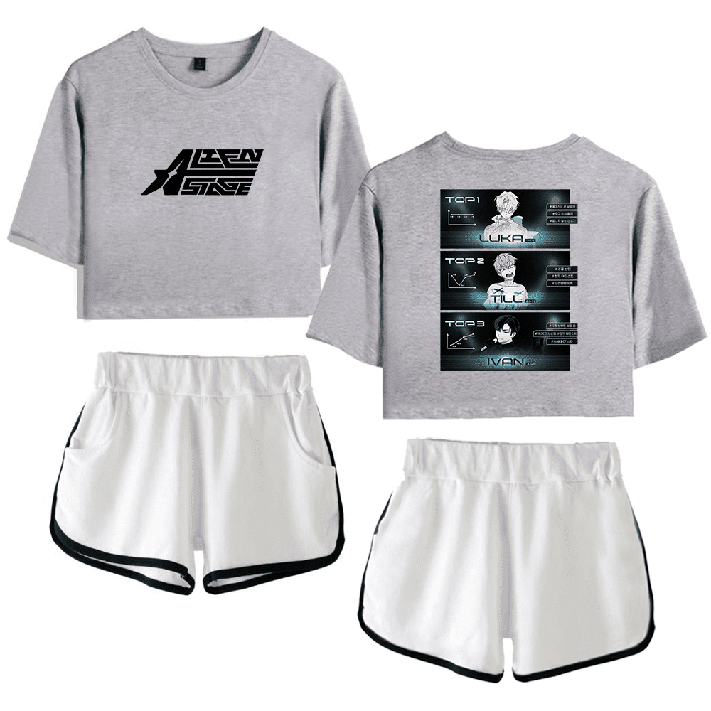 Alien Stage ALNST Merch Crop Top T-Shirt Shorts Suit Harajuku Short ...