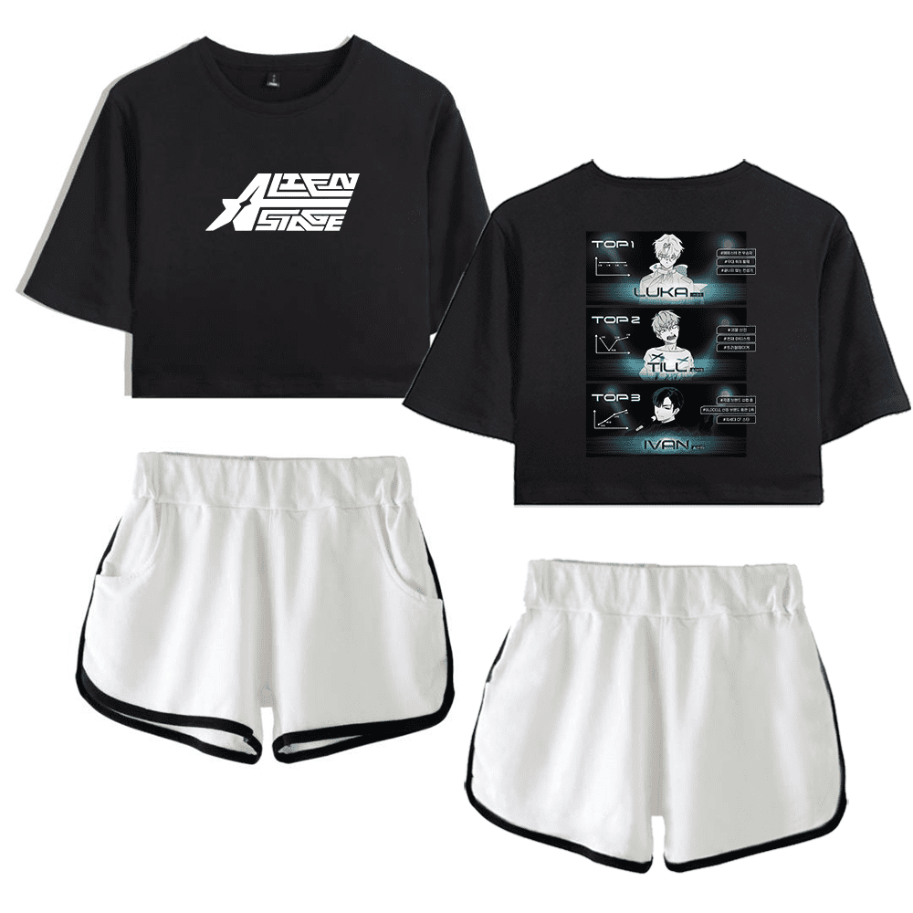 Alien Stage ALNST Merch Crop Top T-Shirt Shorts Suit Harajuku Short ...