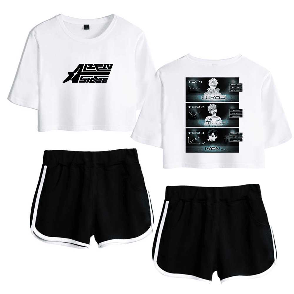 Alien Stage ALNST Merch Crop Top T-Shirt Shorts Suit Harajuku Short ...