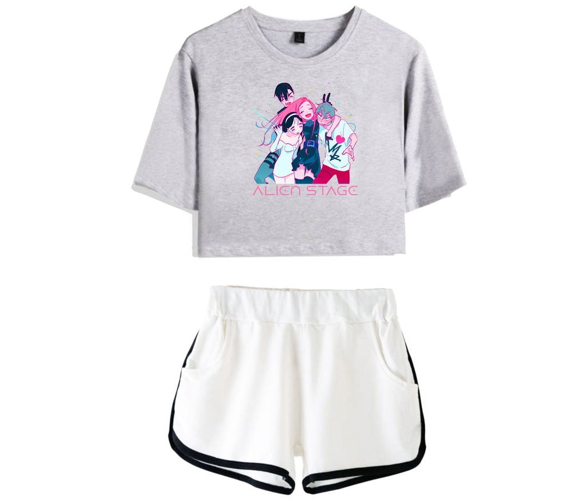 Alien Stage ALNST Merch Crop Top T-Shirt Shorts Suit Summer Short Sleeve Harajuku Women Girl ...