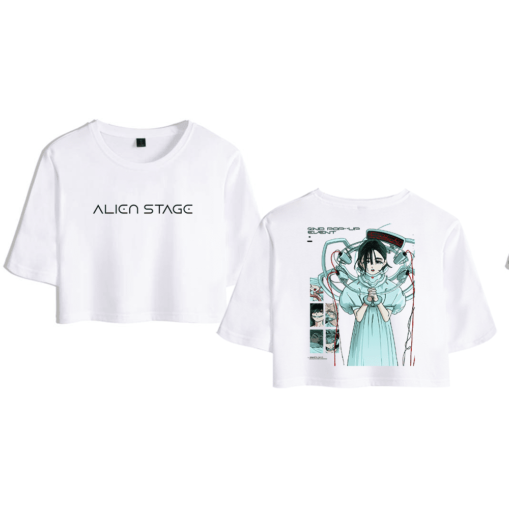 Alien Stage Merch Crop Top T-Shirt Suit Pop Up Short Sleeve Girls ...