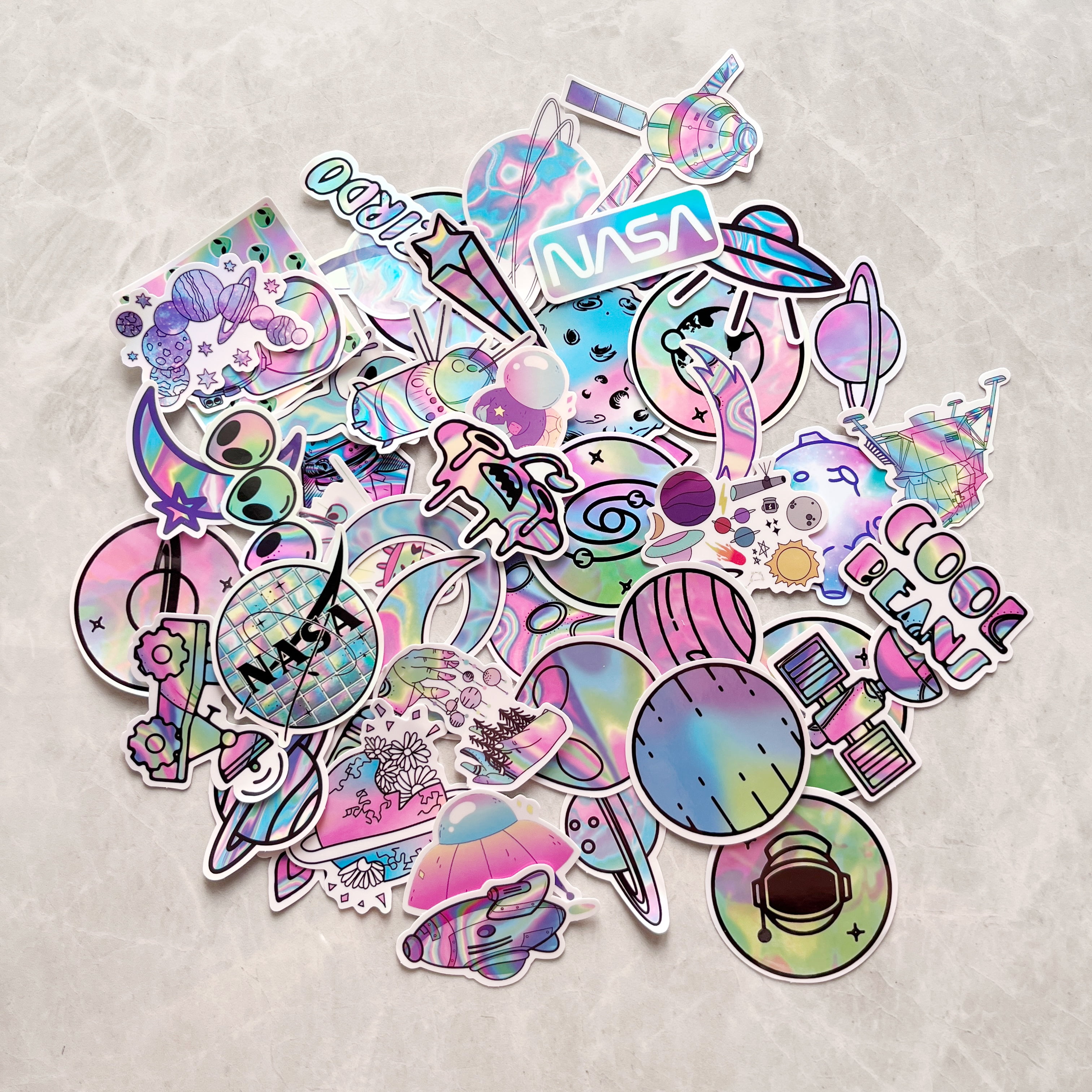 Alien Sticker Pack of 50 Space Stickers Decals for Laptops Hydro Flasks ...