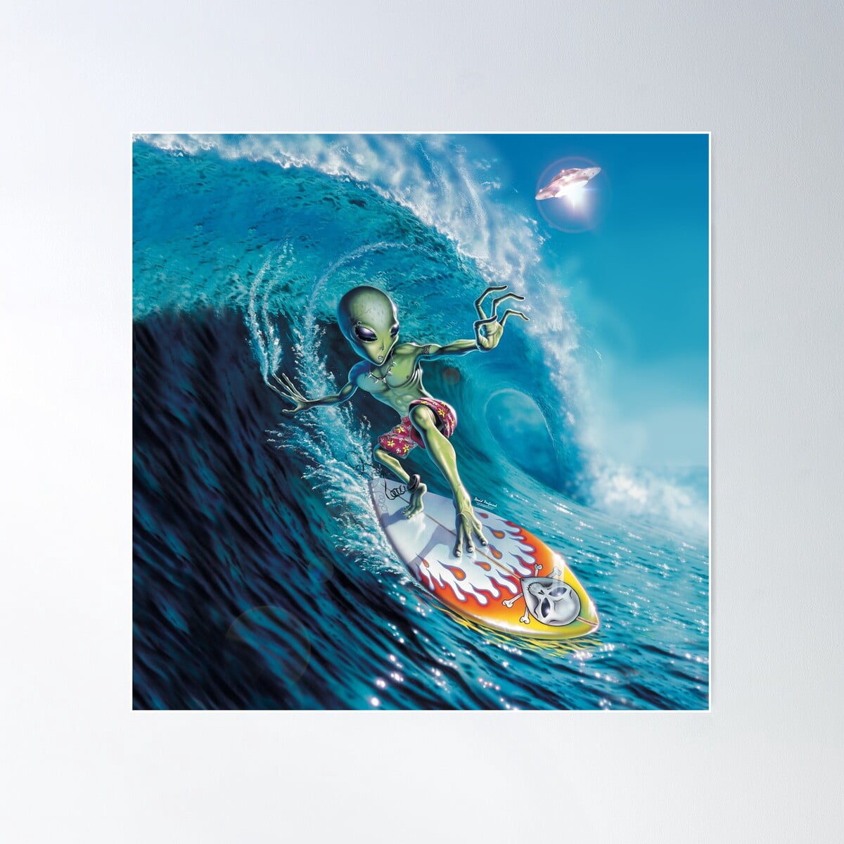Alien Surfer Poster Wall Art, Modern Wall Decor For Living Room Bedroom ...