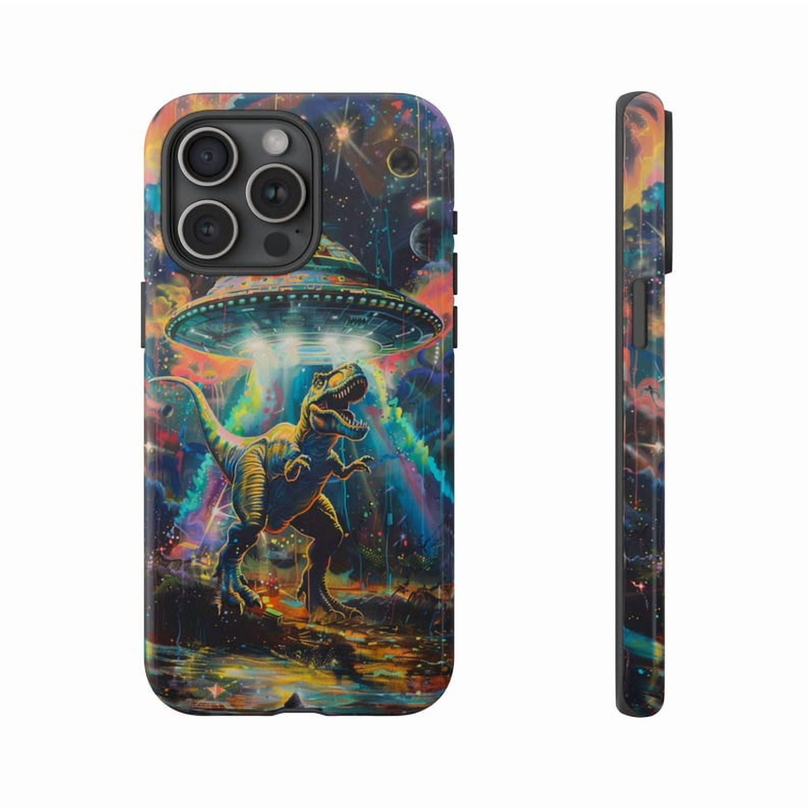 Alien T-Rex UFO Abduction Artwork Phone Case Sci-Fi Scene for iPhone 17 ...