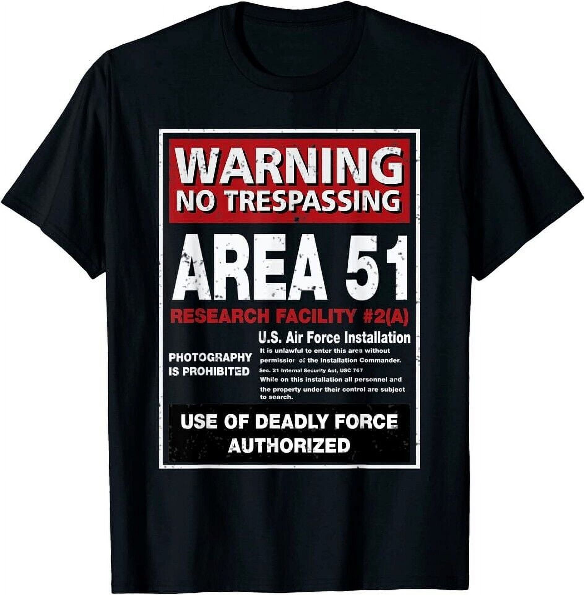 Alien T-Shirt Area 51 Warning Sign Gift Tee S-5XL - Walmart.com