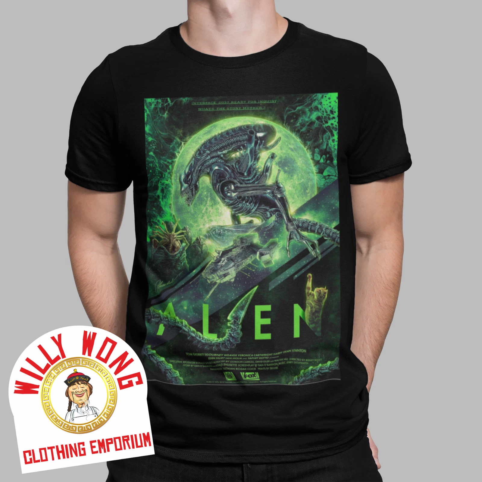 Alien T-Shirt Retro Green Movie Aliens Action 80s 90s Action Space ...