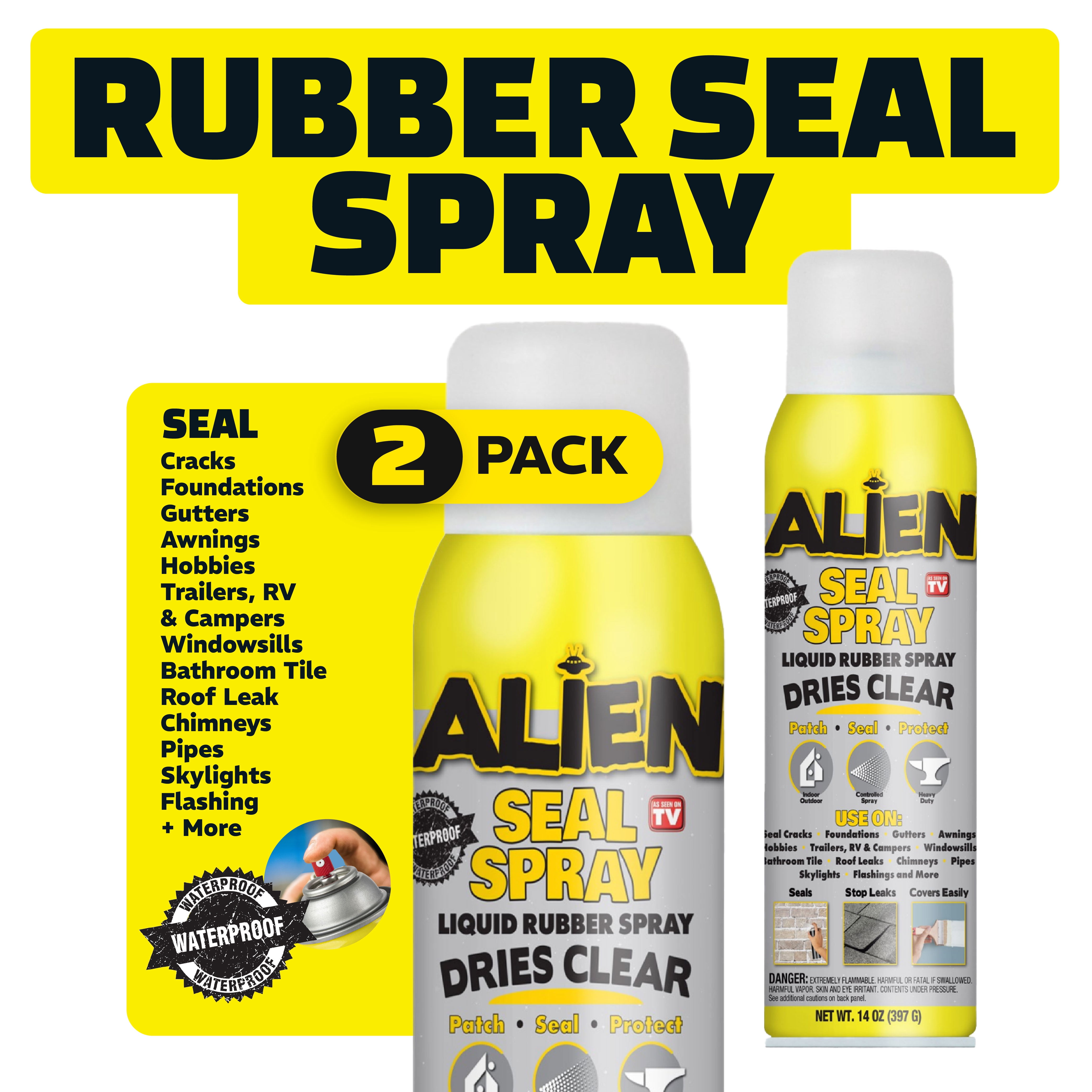 Alien Tape Liquid Sealant Spray 2 Pack, Waterproof Liquid Rubber Spray ...