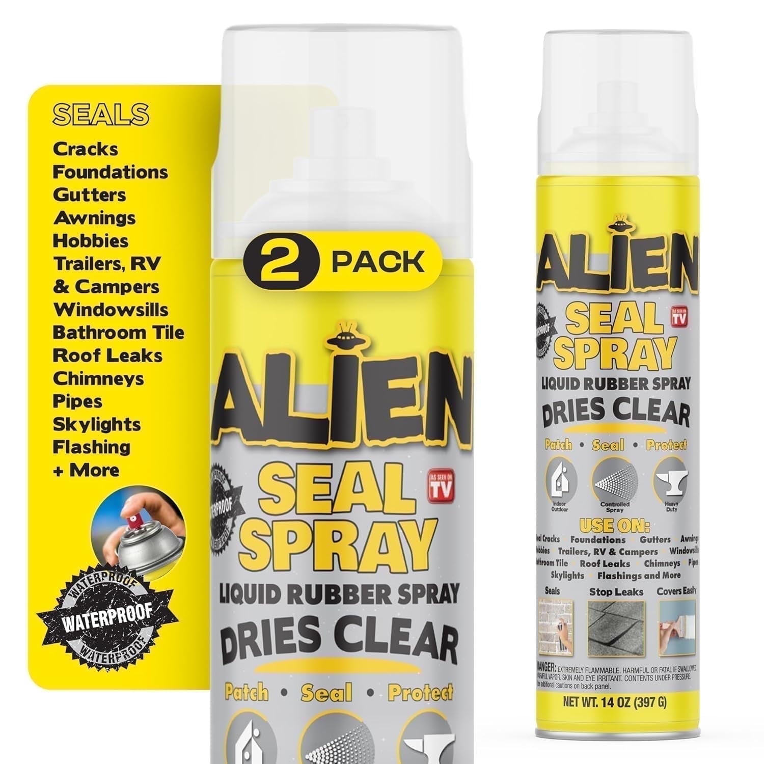 Alien Tape Liquid Sealant Spray 2 Pack, Waterproof Liquid Rubber Spray ...